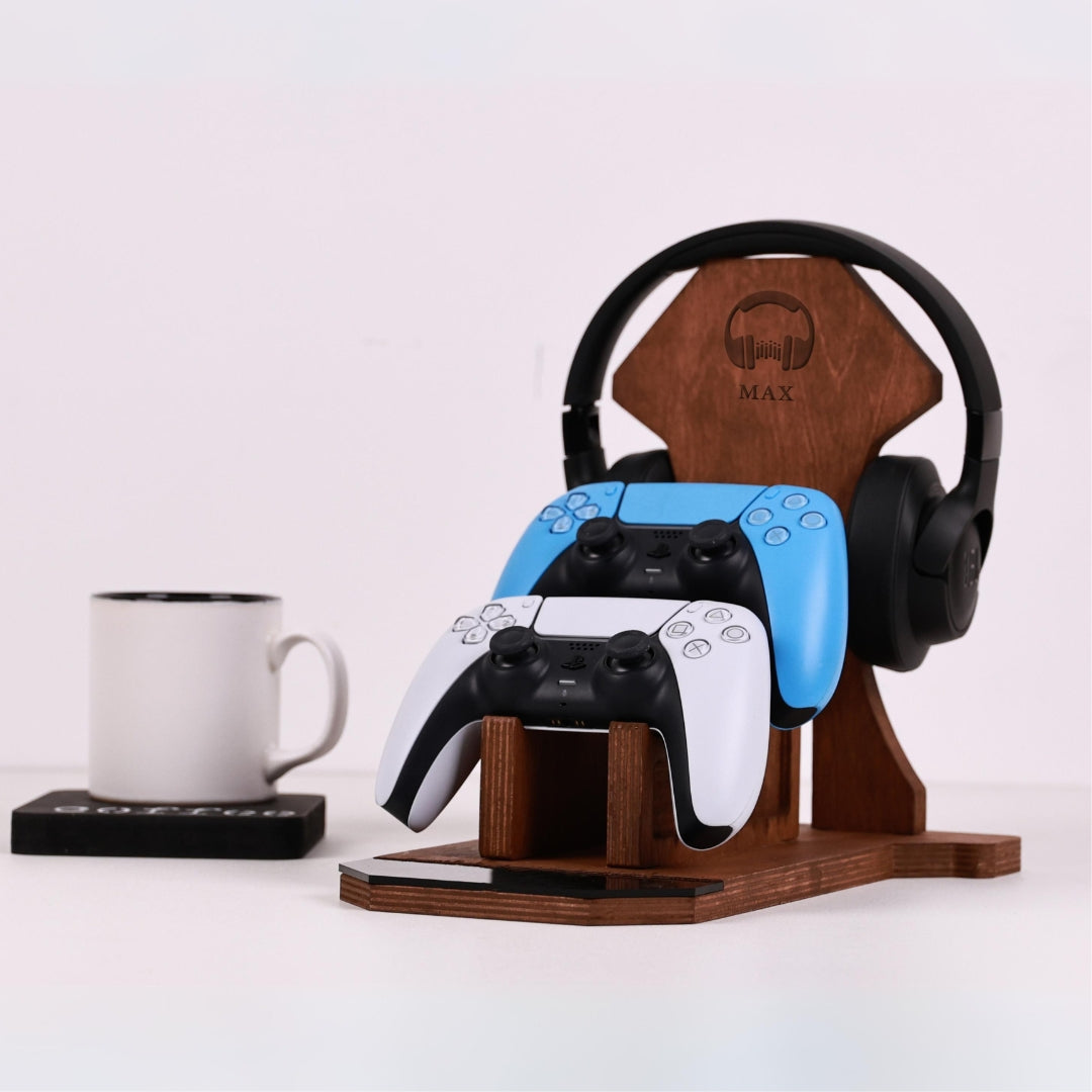 Personalized Wooden Game Controller Stand and Headset Holder – Brighty ...