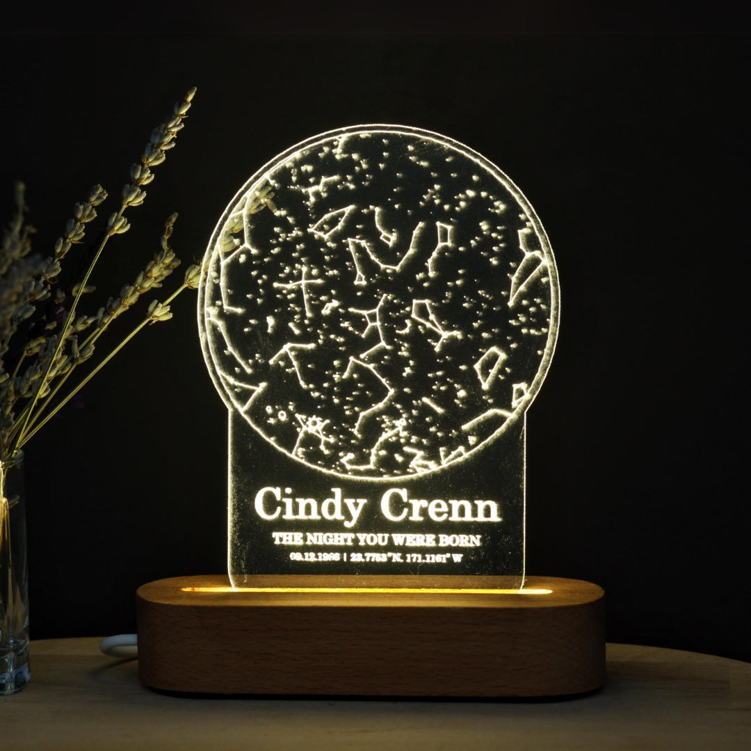 Birthdate Star Map Night Light - White – Brighty Gifts